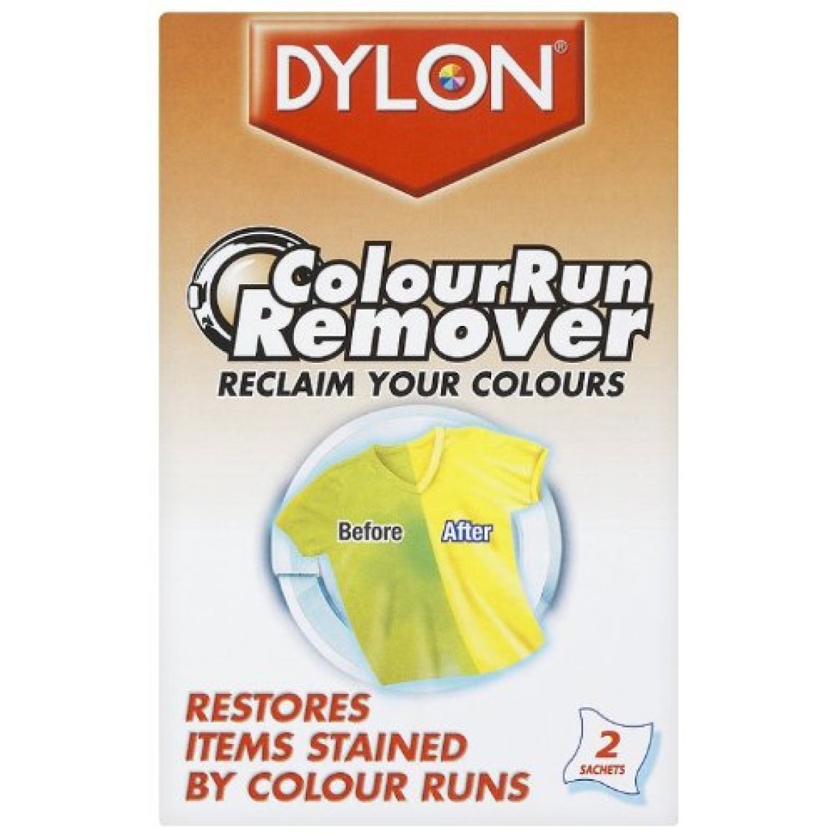 Dylon Colour Run Remover - 2 Sachets Restore Whites & Colours